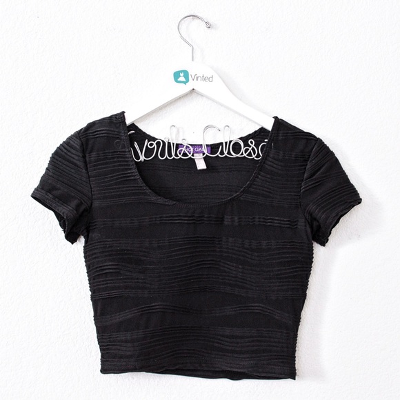 Hot Gal | Tops | Hot Gal Black Stripe Textured Crop Top | Poshmark